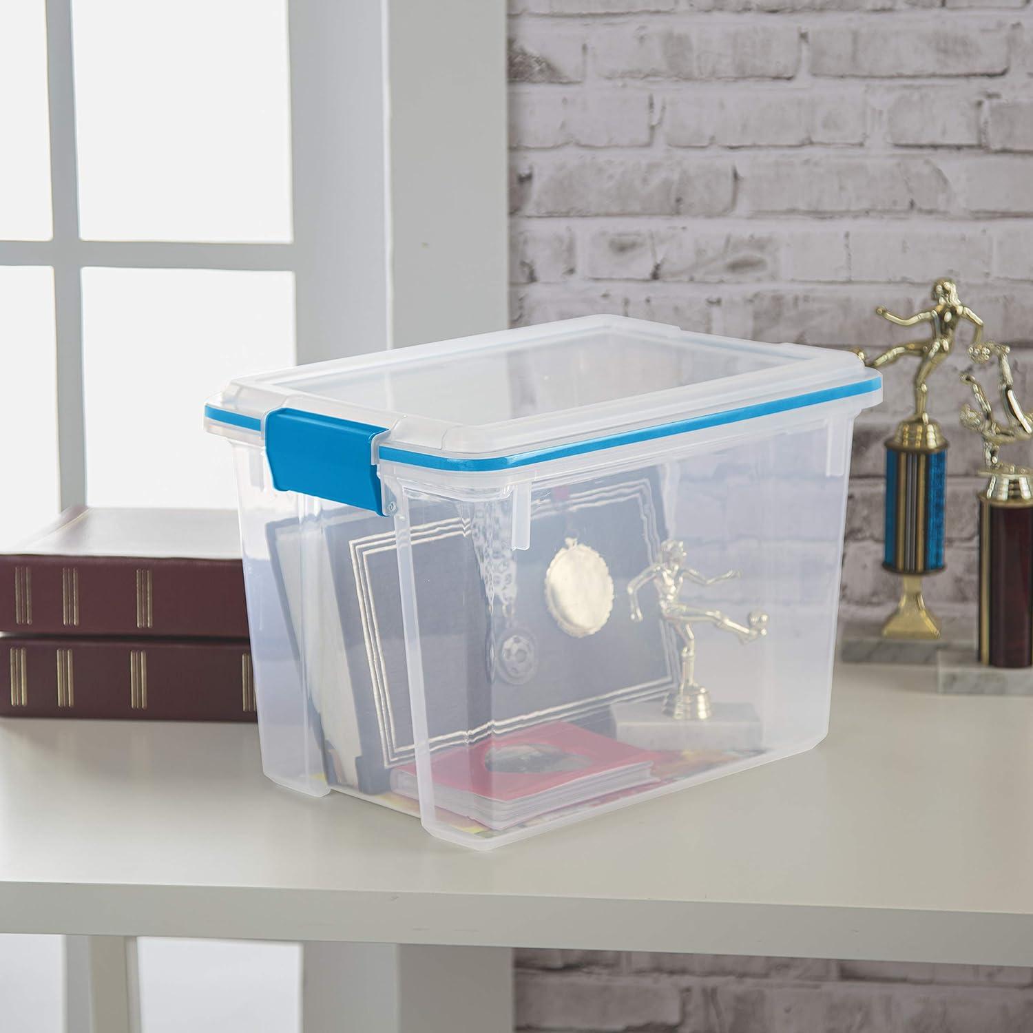 Sterilite 20 Qt Gasket Box, Stackable Storage Bin with Latching Lid and ...