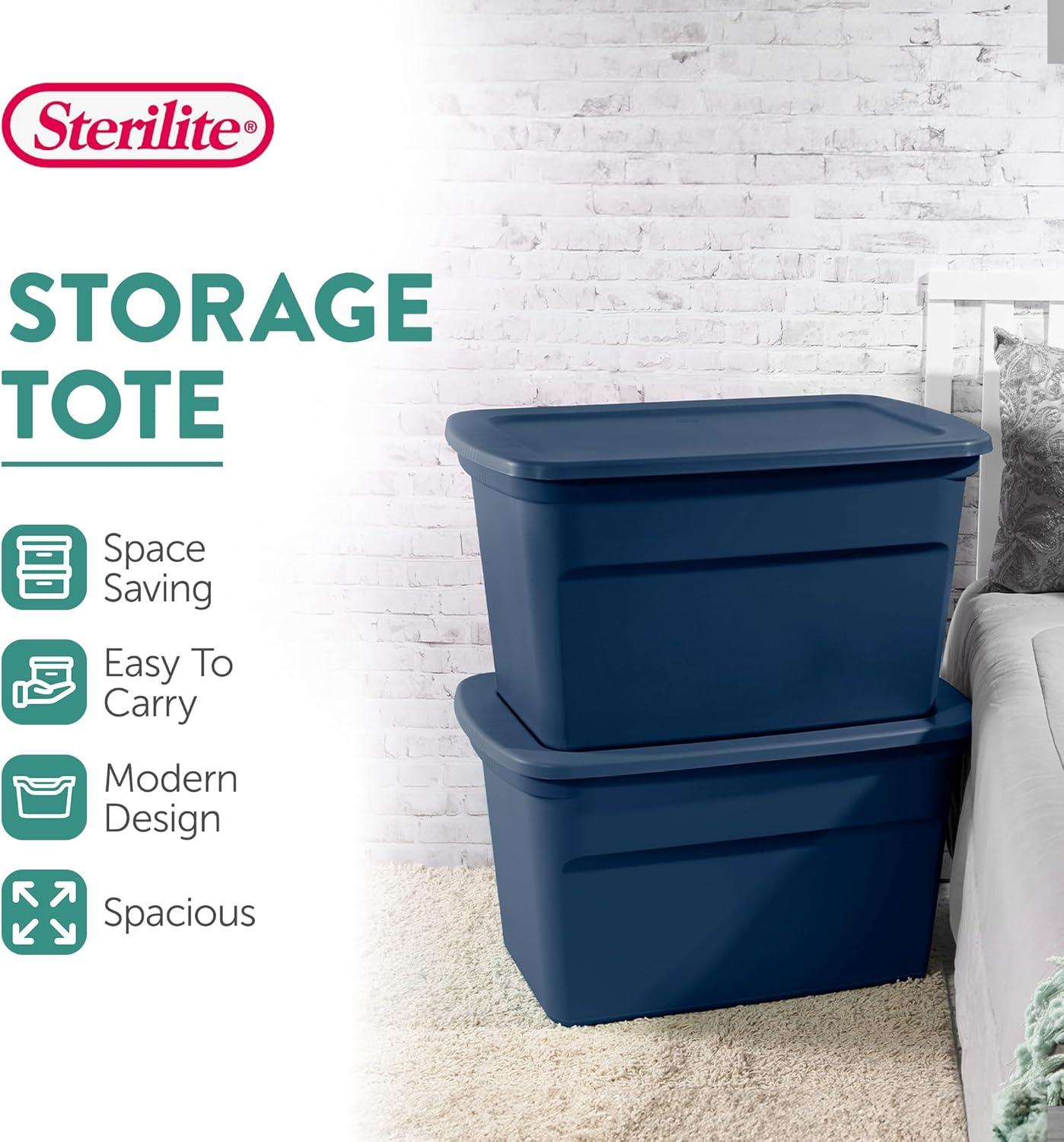 Sterilite 6-Pack Tote, Plastic Storage Bins with Snap Lids, 30 Gallon ...