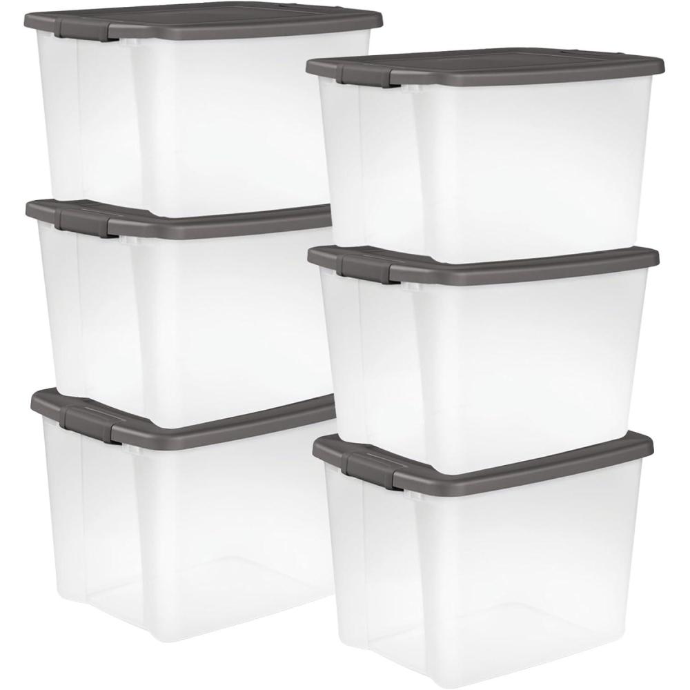 Sterilite 20 Qt Gasket Box, Stackable Storage Bin with Latching Lid and ...